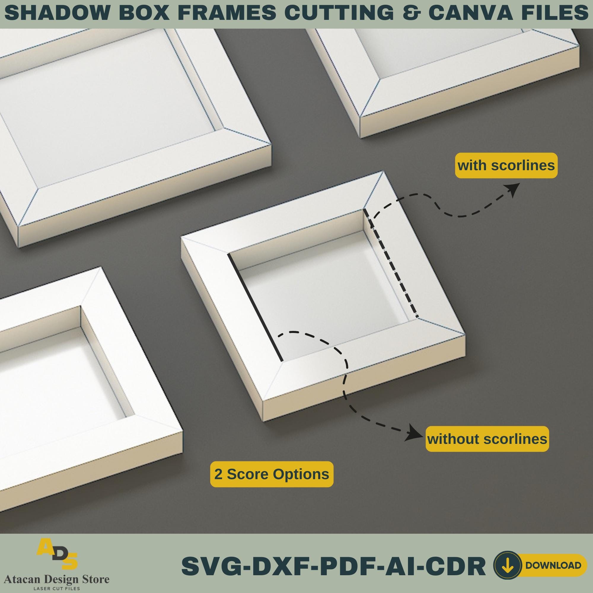 Shadow Box Frame Cutting Template Set | 8 Sizes Svg, DXF, PDF, Ai, CDR ...