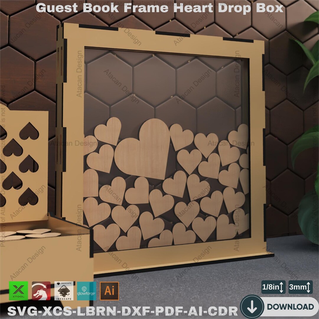 Laser Cut Heart Drop Box - Guest Book Sign - Bridal Shower Gift,heart ...