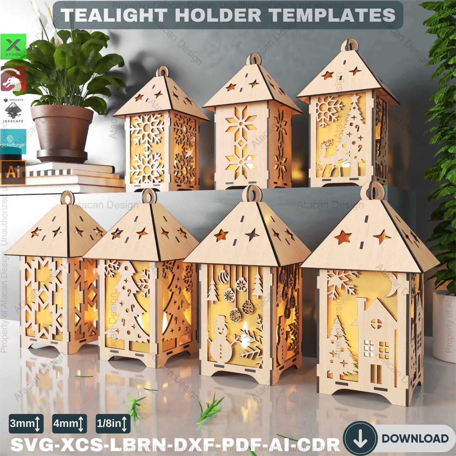 Decorative Lantern Laser Cut Template Bundle 7 Designs Included ...