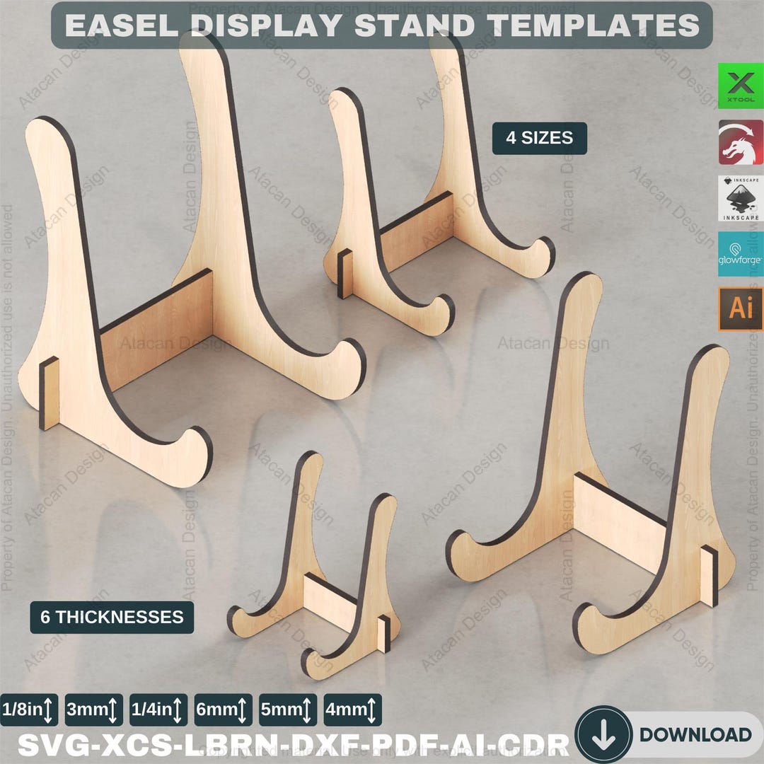 Easel Display Svg DXF Plate Stand Laser Cut Files / Easel Holder Svg ...