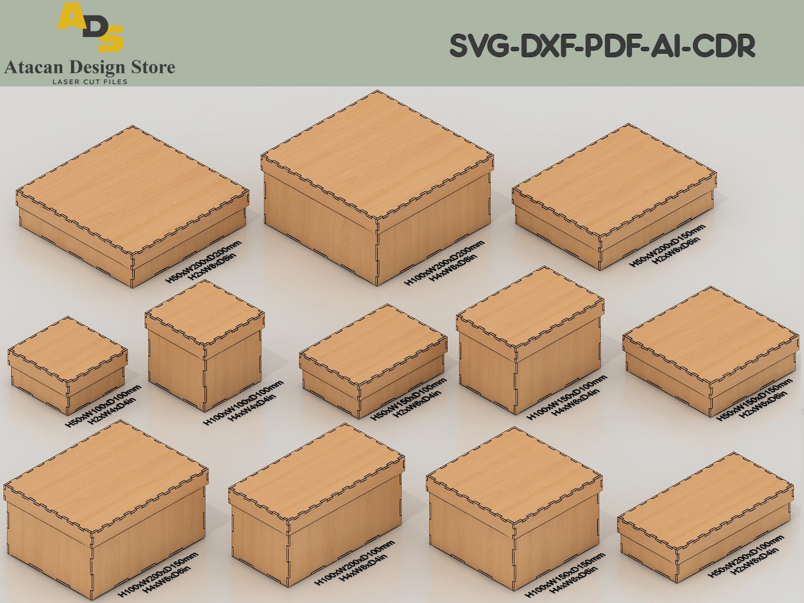 Laser Cut Storage Box With Lid / 12 Different Size Box Bundle - Etsy