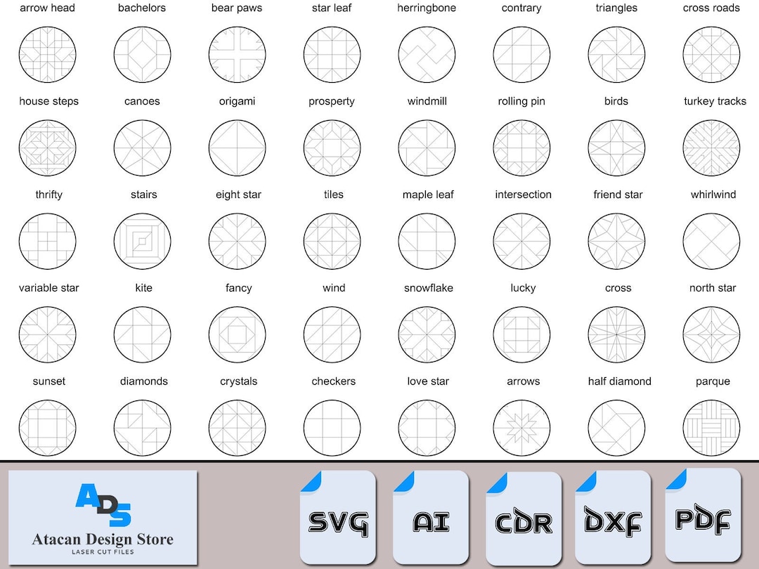 Round Quilt Block Designs- Patterns of Quilt Blocks Bundle 548 - Etsy