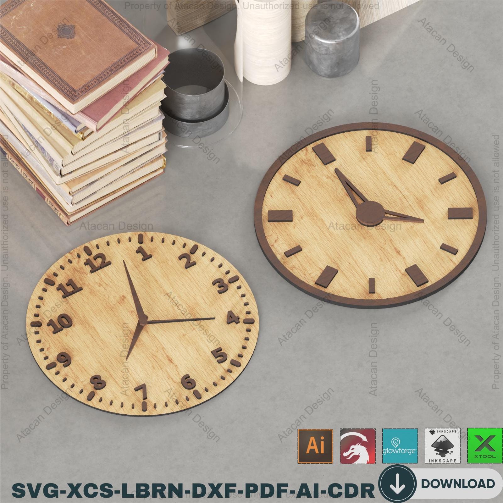 Laser Cut Clock Template Bundle, DIY Clock Face Designs, CNC Files for ...