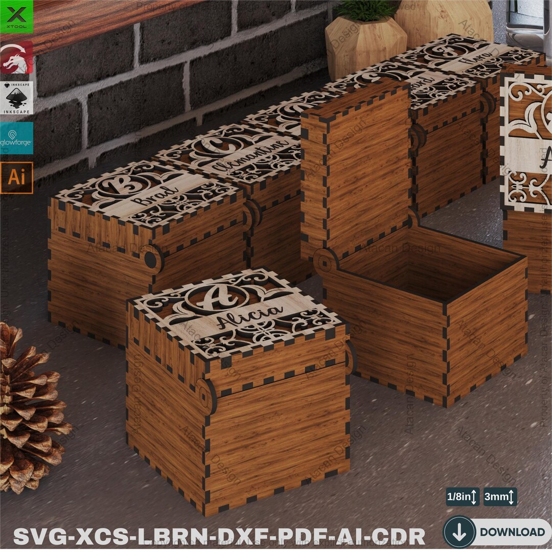 Personalized Monogram SVG Letters Laser Cut Gift Box: Wedding Favors ...