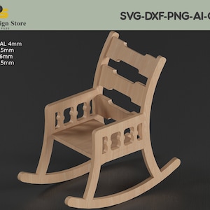 Rocking Chair Woodworking Plan / Miniature Rocking Chair for Vector ...