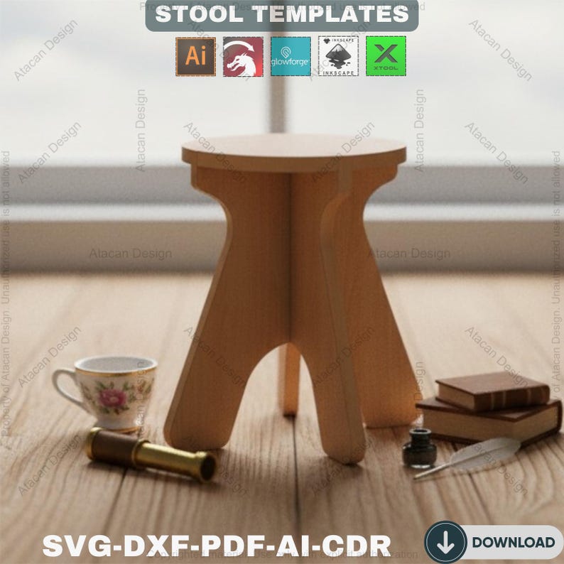 DIY Stool Laser Cut Files - Perfect for Creating Custom Wooden Chairs ...