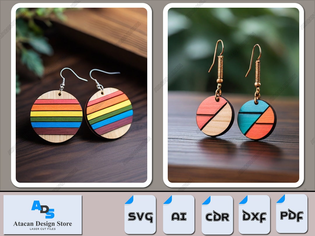 Vibrant Spectrum Ear Art Precision-cut Wooden Earring Design Templates ...