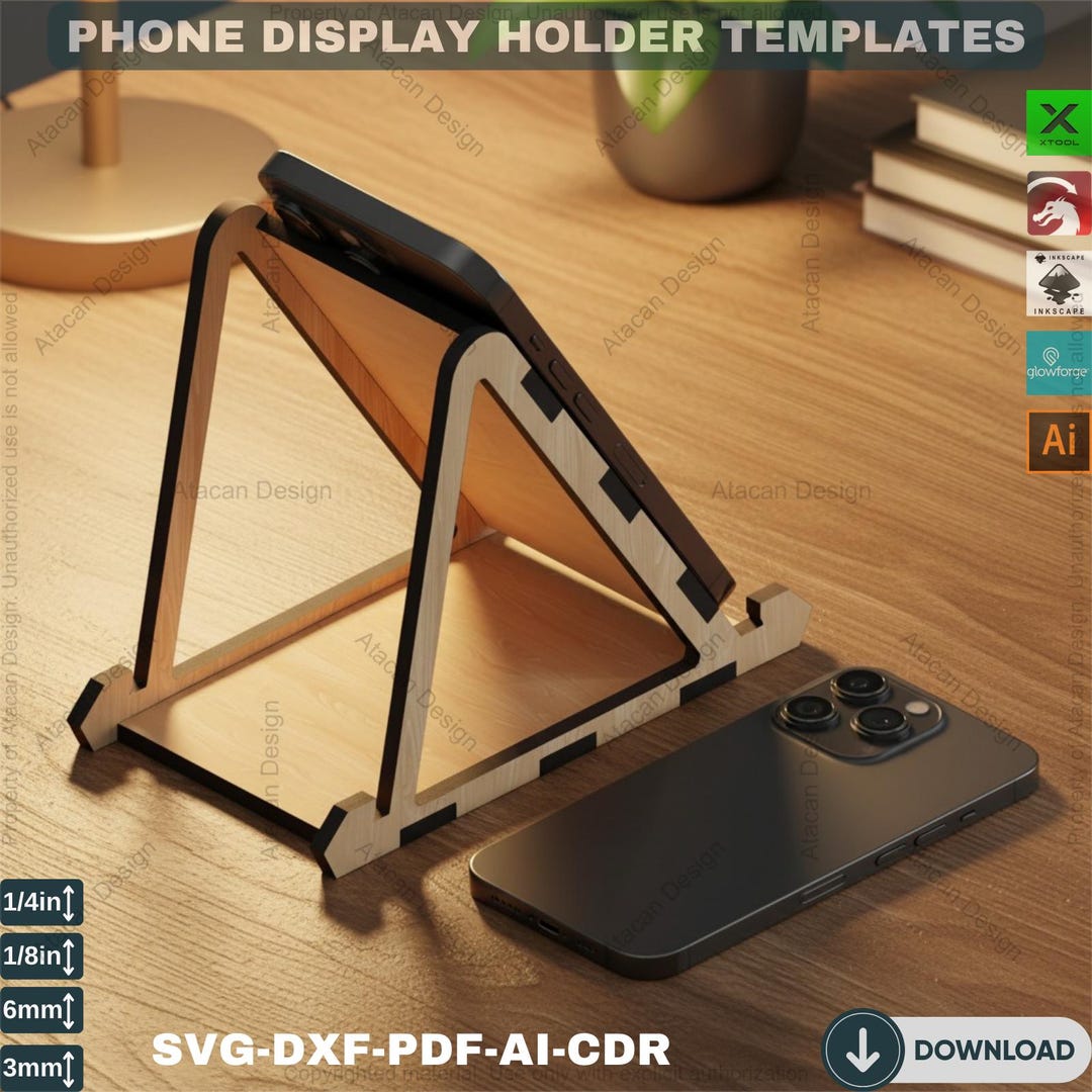 Laser Cut Phone Stand Plan,wooden Phone Stand Laser Plan Modern Cell ...