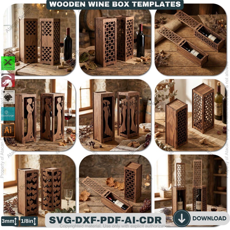 Lasercut Wine Bottle Box - Etsy
