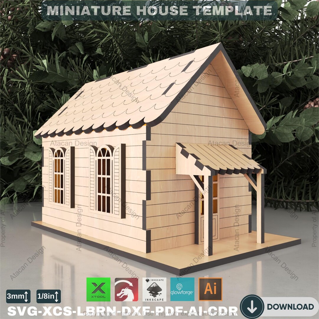 Laser Cut Miniature House Plan Build a Cozy Wooden House Tealight ...