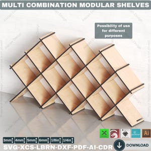 Multi Combination Modular Shelves Laser File - Customizable Wood ...