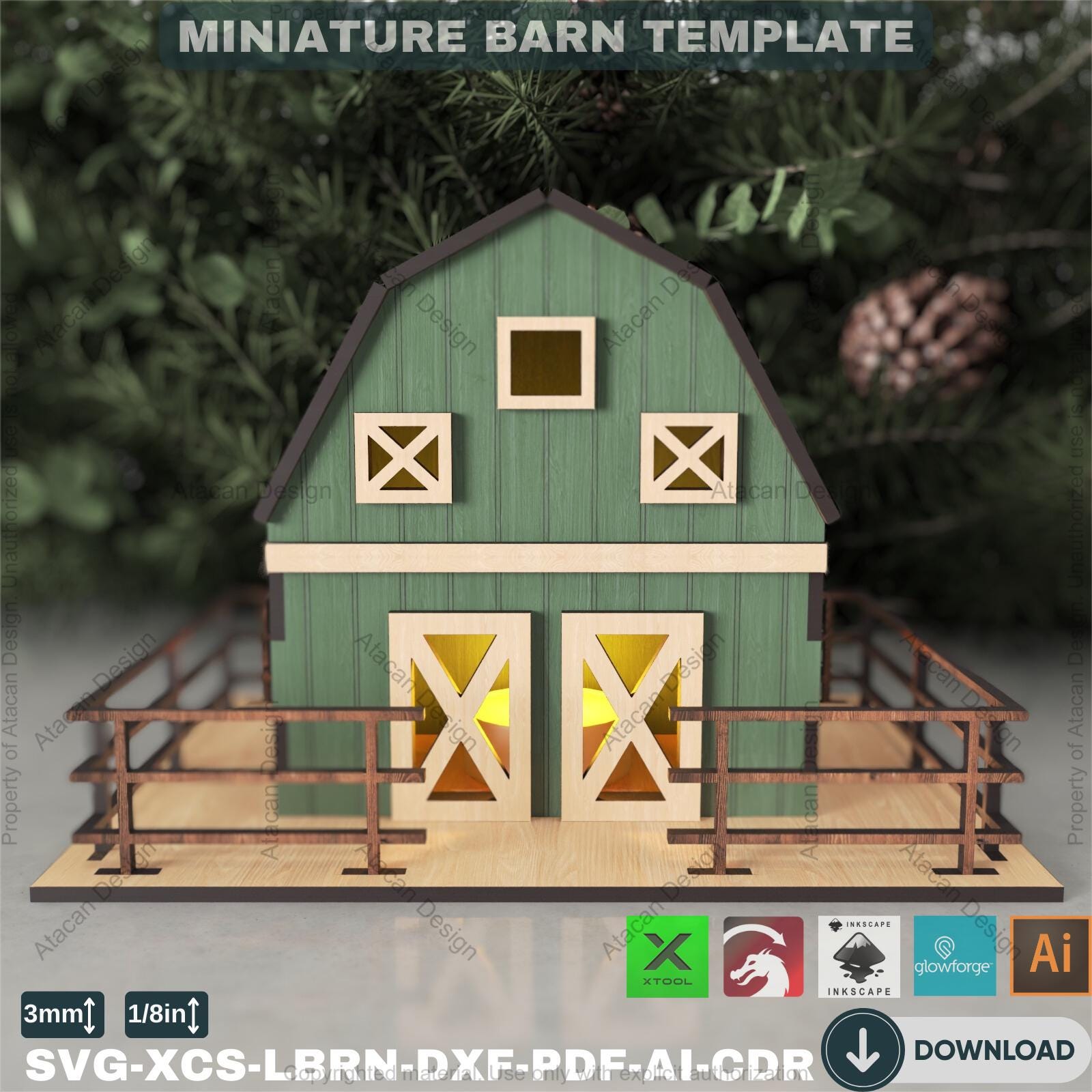Laser Cut Barn Pattern Miniature Farm Village,nativity Scene Add-on ...