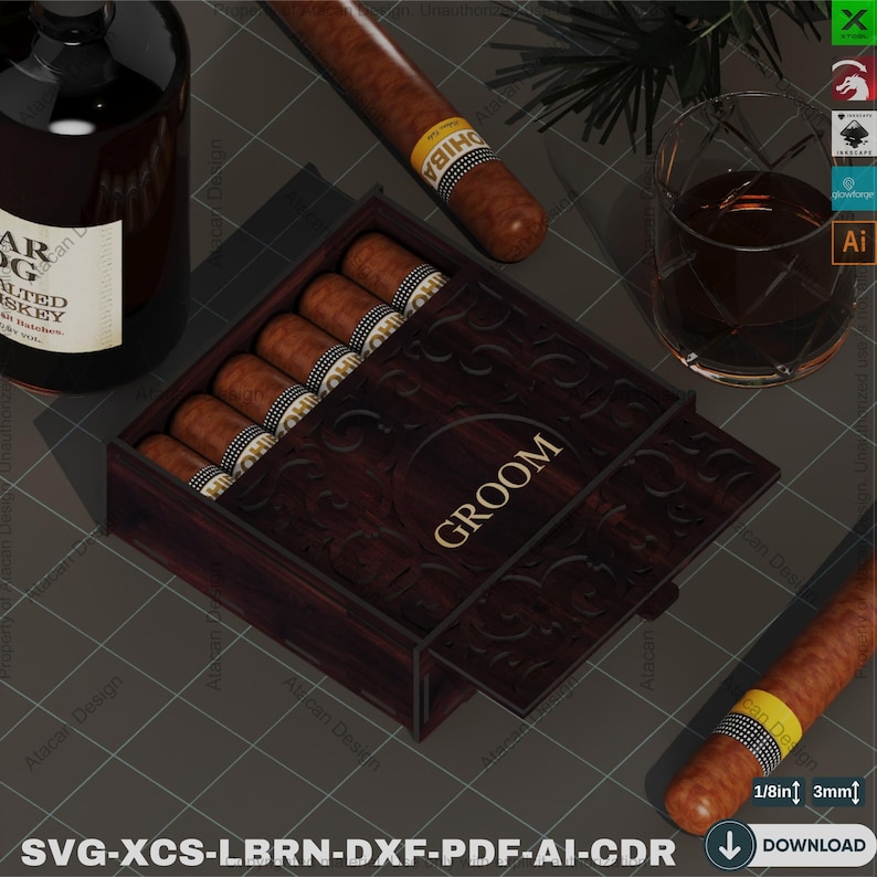 Laser Cut Wooden Cigar Box: Perfect for Best Man and Groomsmen Gifts ...