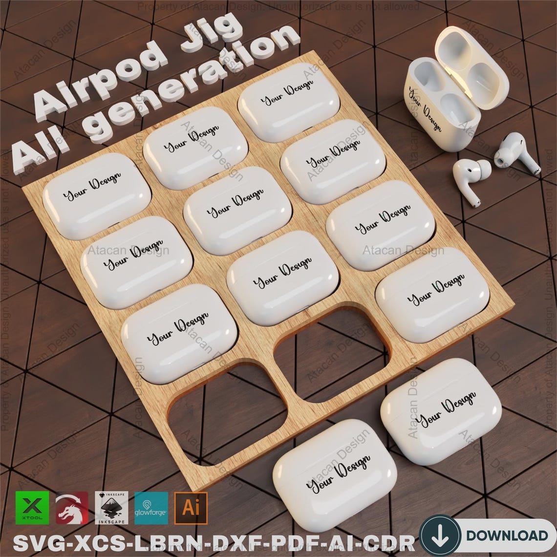 AirPod Jig All Generation - Laser Engraving Template - SVG Vector ...