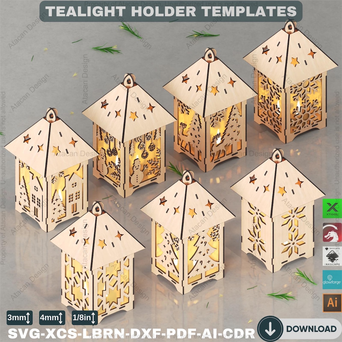 Decorative Lantern Laser Cut Template Bundle 7 Designs Included ...