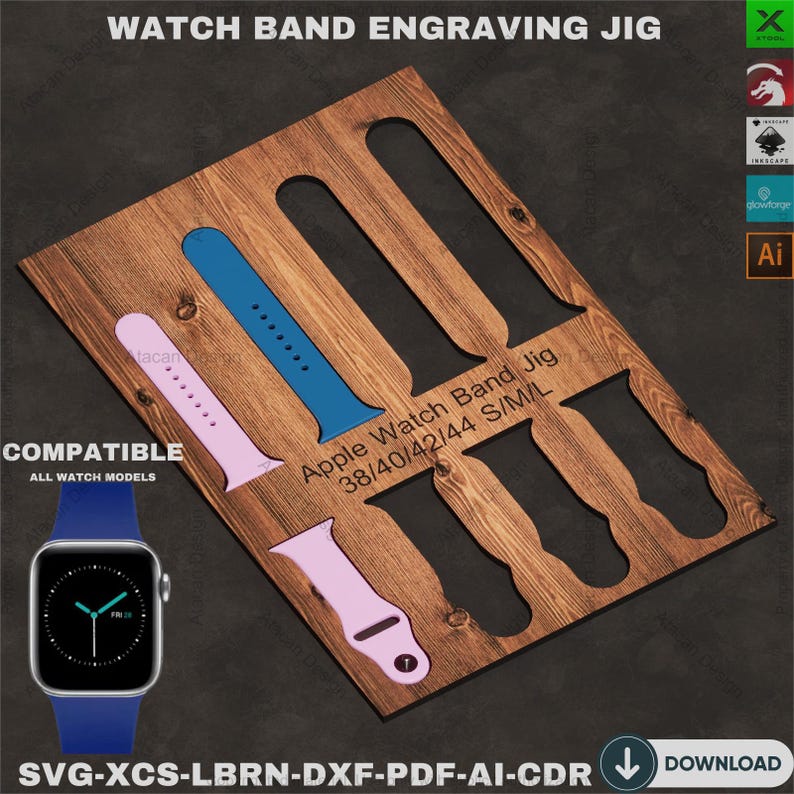 Laser Cut Apple Watch Band Jig - All Sizes Included - 38/40/42/44 S/M/L ...