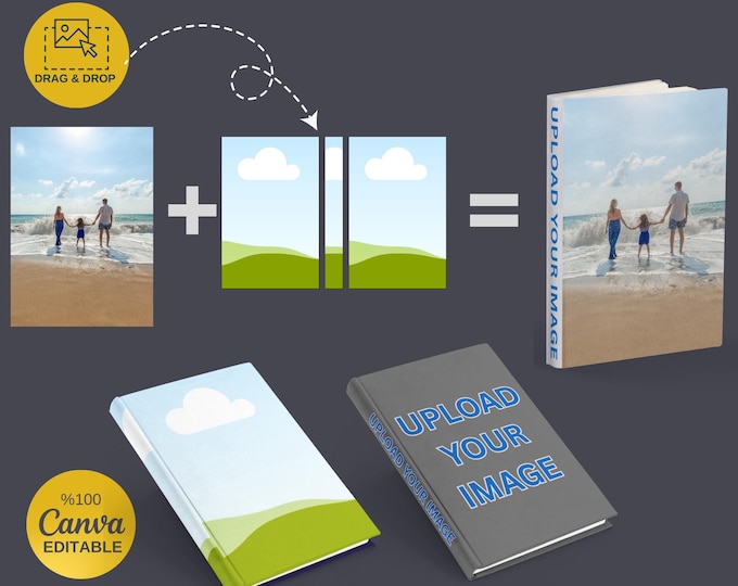 Editable Book Cover Mockup Bundle, Printable Book Cover Template, Canva ...