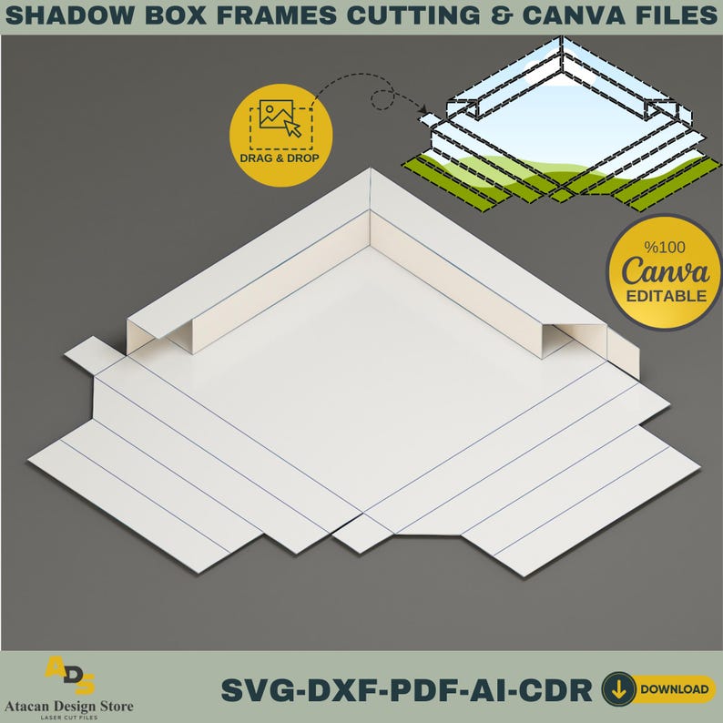 Shadow Box Frame Cutting Template Set | 8 Sizes Svg, DXF, PDF, Ai, CDR ...