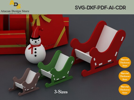 Wooden Sleigh SVG / Deer With Sleigh SVG / Laser Cut File / - Etsy UK