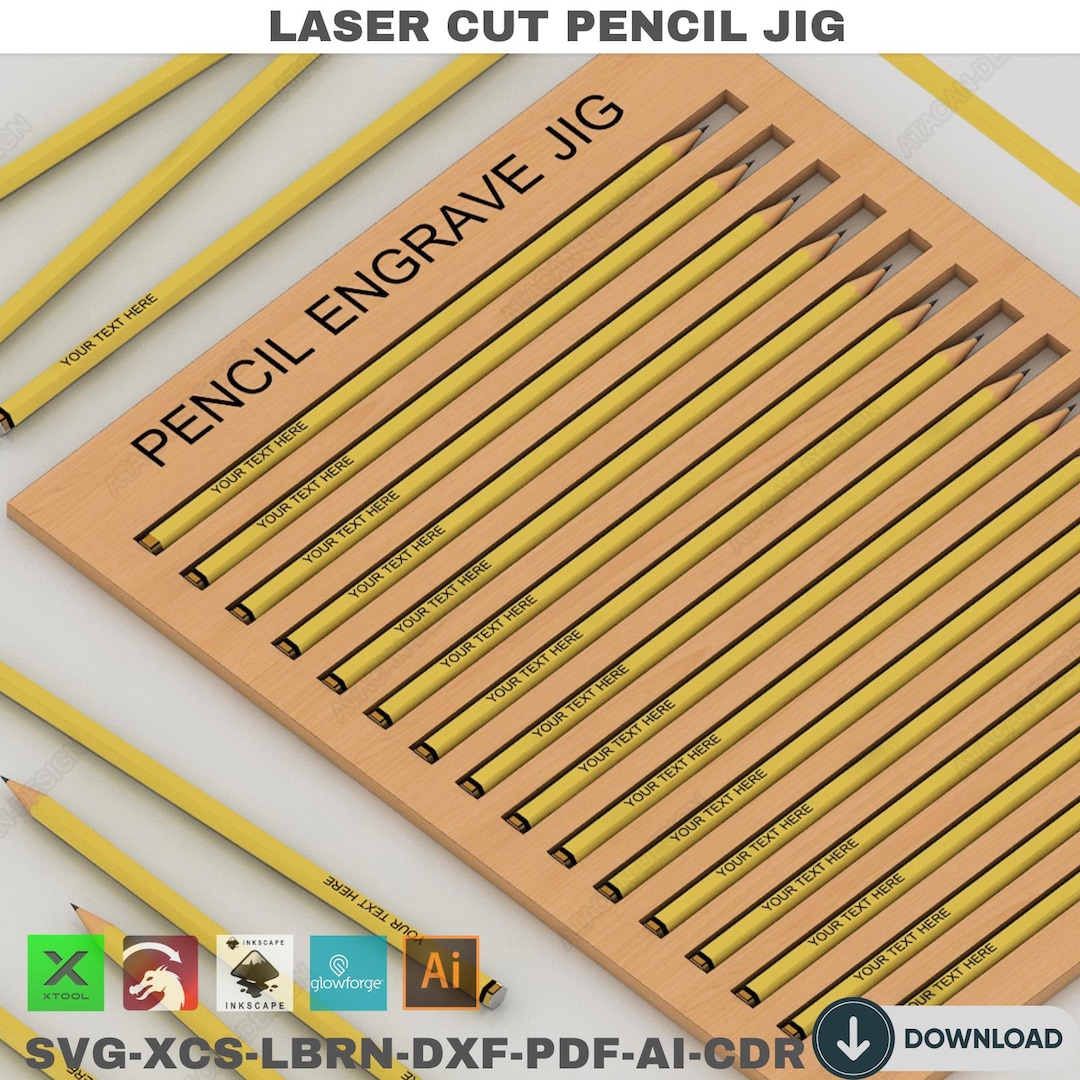 Pencil Engraving Jig - Laser Cut File for Personalized Pencils - Custom ...