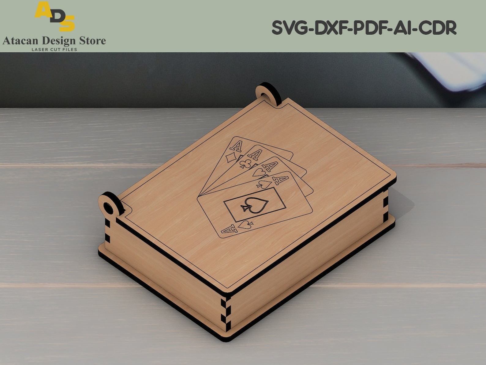 Wooden Playing Card Box / Laser Cut Box With Lid / Laser Vector Files ...