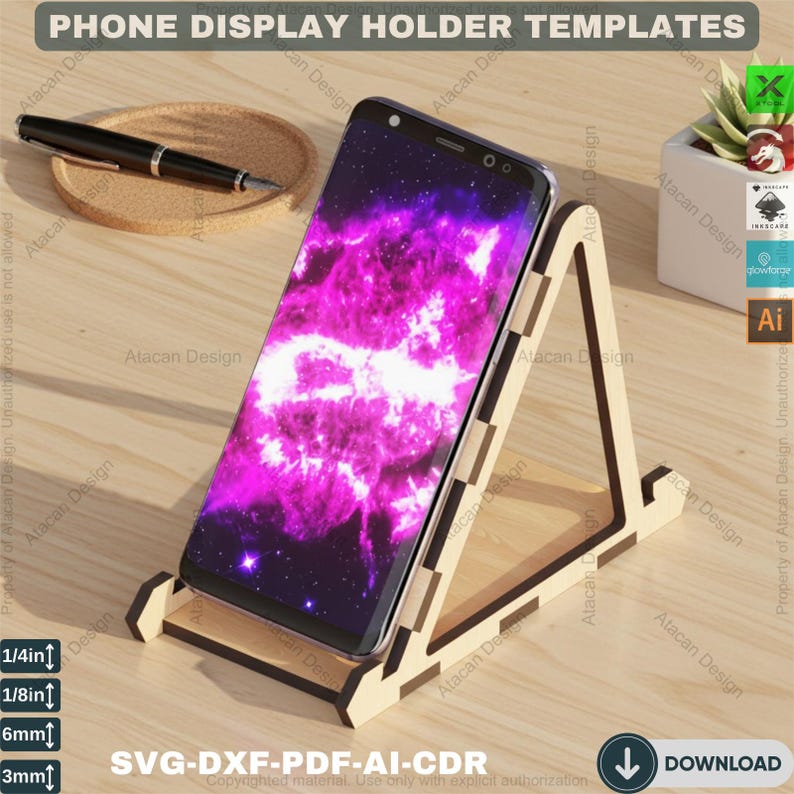 Laser Cut Phone Stand Plan,wooden Phone Stand Laser Plan Modern Cell ...
