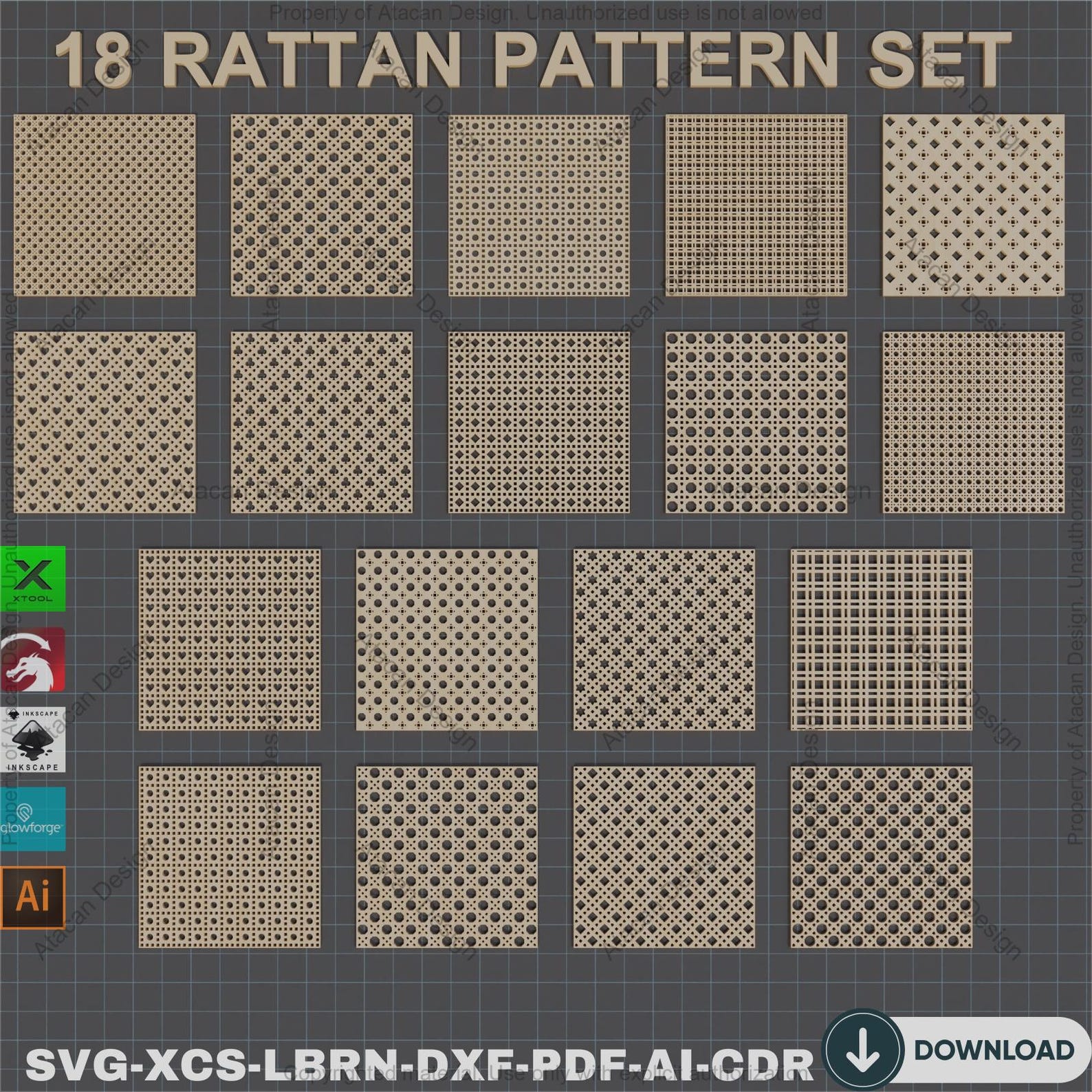 18 Unique Rattan Cane Webbing Patterns | Laser Cutting Designs | High ...