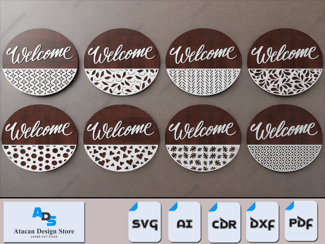 Wooden Welcome Sign for Front Door | Stylish Laser Cut Designs for Home ...