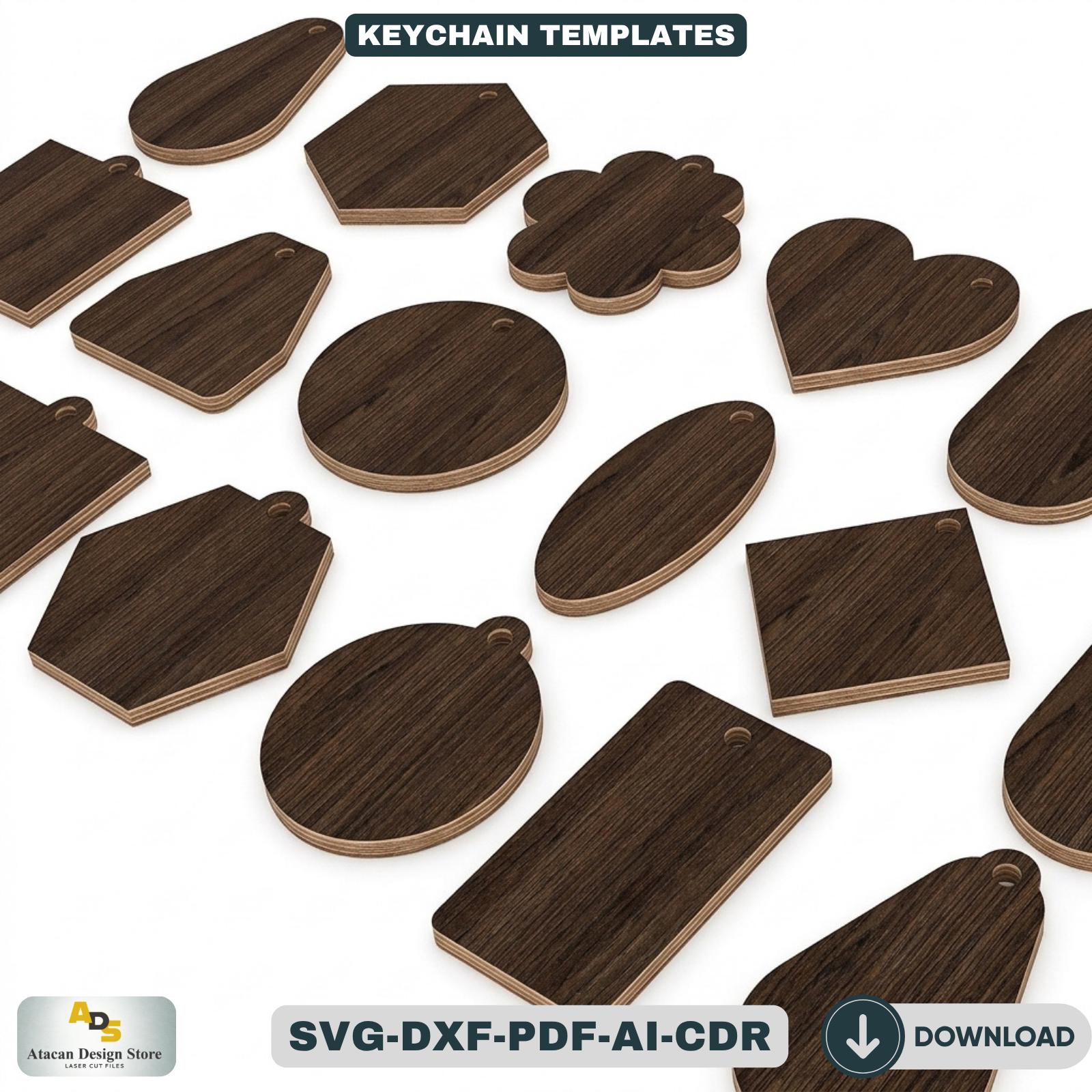 Keychain Cutting Templates | Laser and Craft Machine Ready | 18 Unique ...