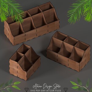 Laser Cut Office Organizer Set - 3 Sizes Wooden Desk Dividers, Pencil ...