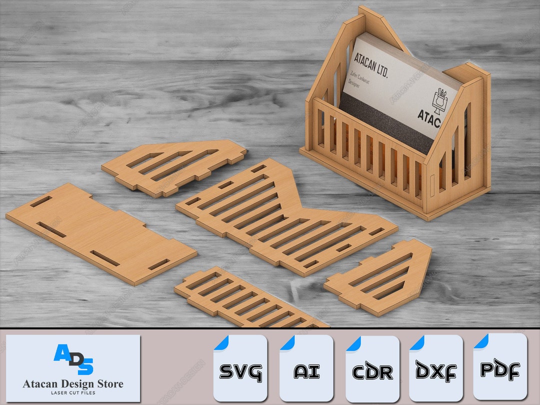 Laser Cut Business Card Holder | Digital SVG, DXF, Ai Files for DIY 446 ...