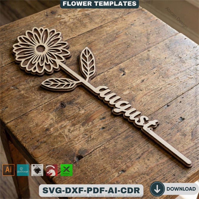 Birth Month Flower Bundle for Laser Cutting | 12 Floral Wooden Flower ...