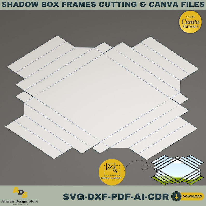 Shadow Box Frame Cutting Template Set | 8 Sizes Svg, DXF, PDF, Ai, CDR ...