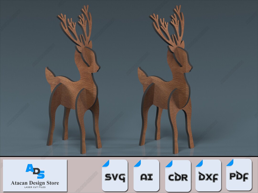 3D Reindeer Puzzle SVG Cut File DIY Deer Laser Cut Design for Christmas ...