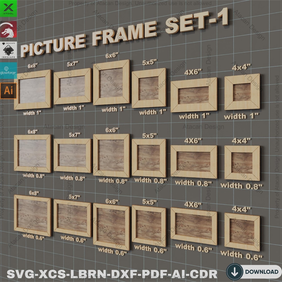 Laser Cut Picture Frame Bundle, SVG Frames, Wood Frame Template, Xtool ...