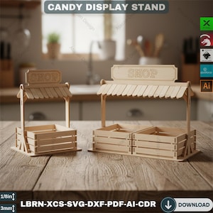 Laser Cut Candy Shop Stand,wooden Display, DIY Market Stall, Plywood ...