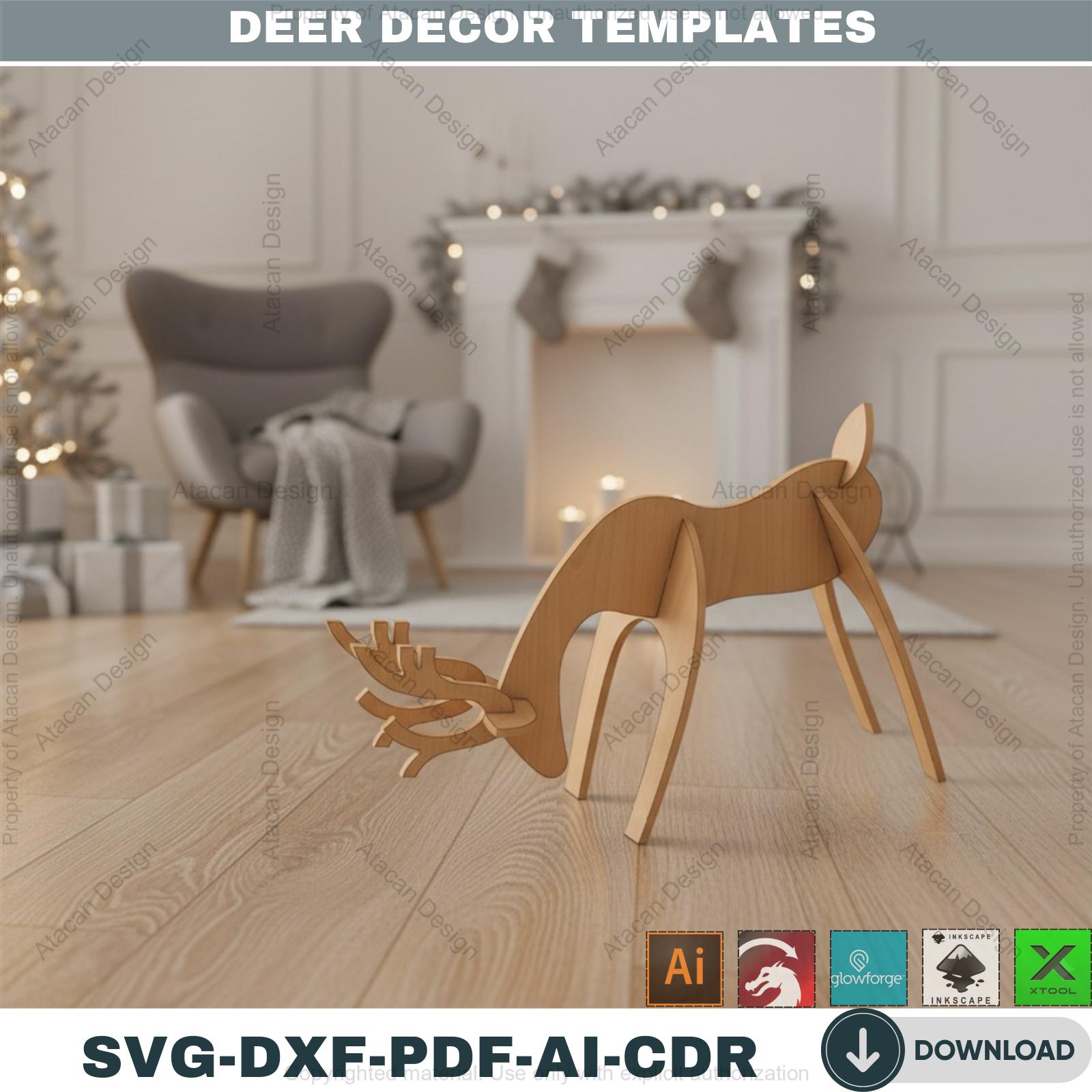 3D Reindeer Laser Cutting Template - Christmas Deer - DIY Wooden Deers ...