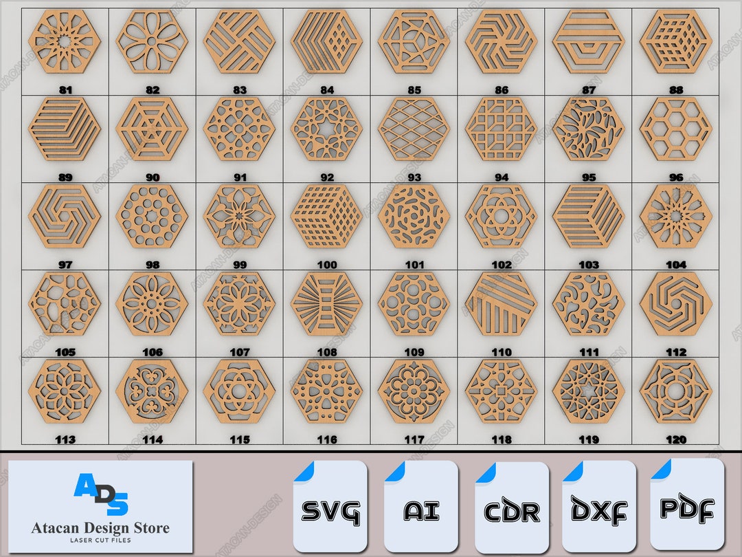 DIY 40 Coasters Bundle - Laser Cut Wall Decor Patterns & Coaster ...