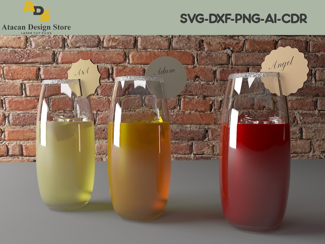 Personalized Wine Cocktail Glass Markers / Drink Name Tags / Drink ...