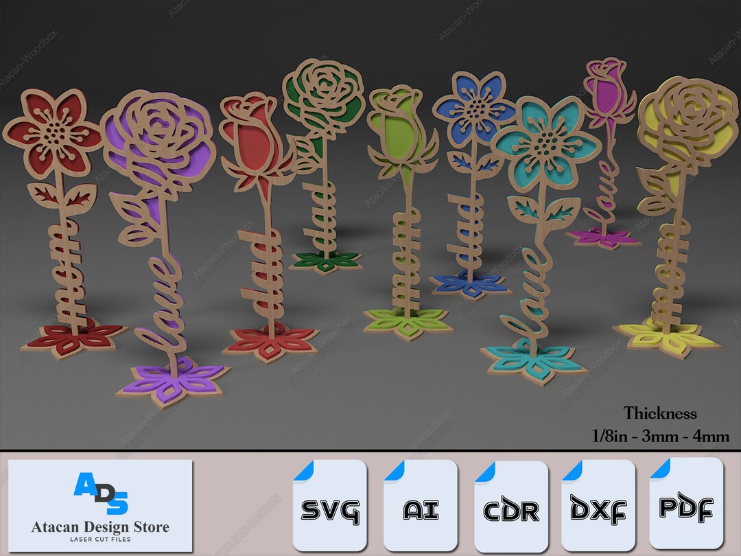 DIY Rose Flower Cut Files Beautiful Wooden Roses for Mom and Dad Love ...