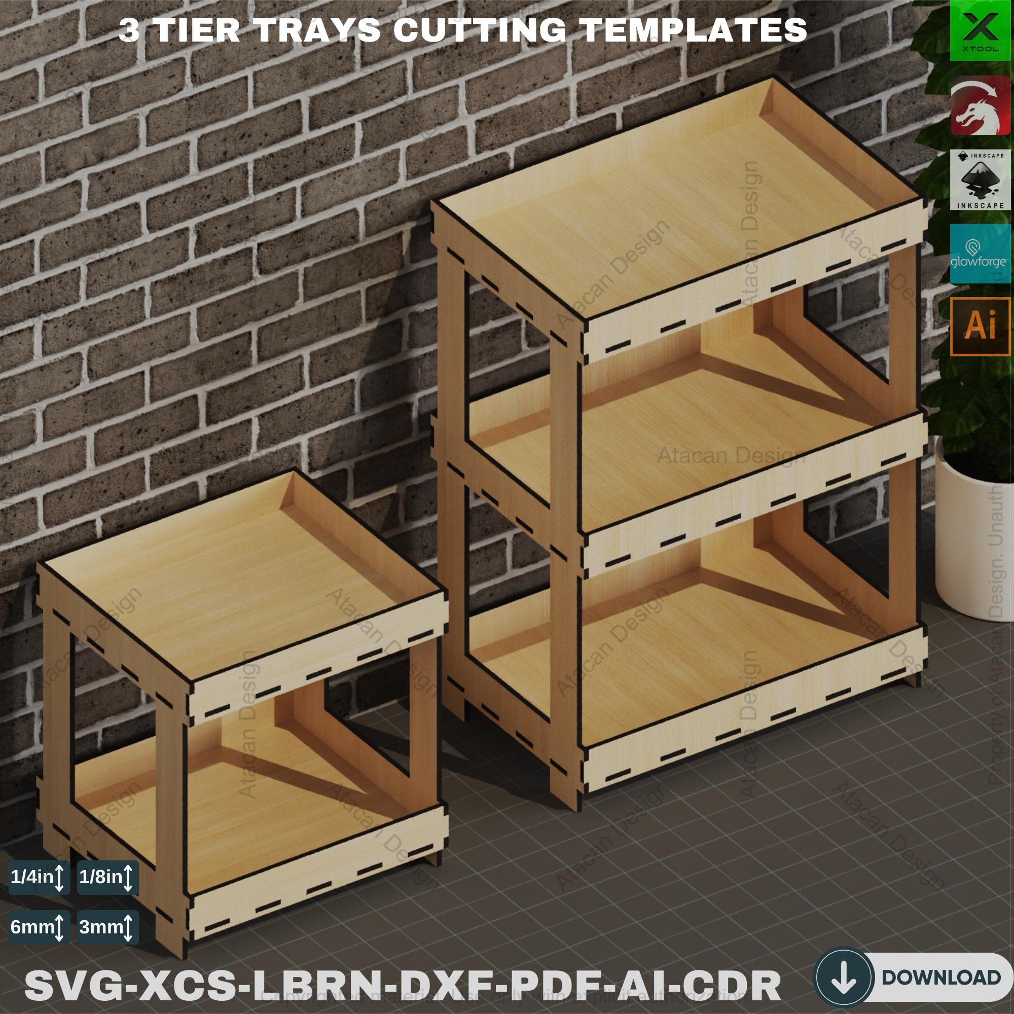 Laser Cut 3 & 2 Tier Display Shelves Wood Files,versatile Tiered ...