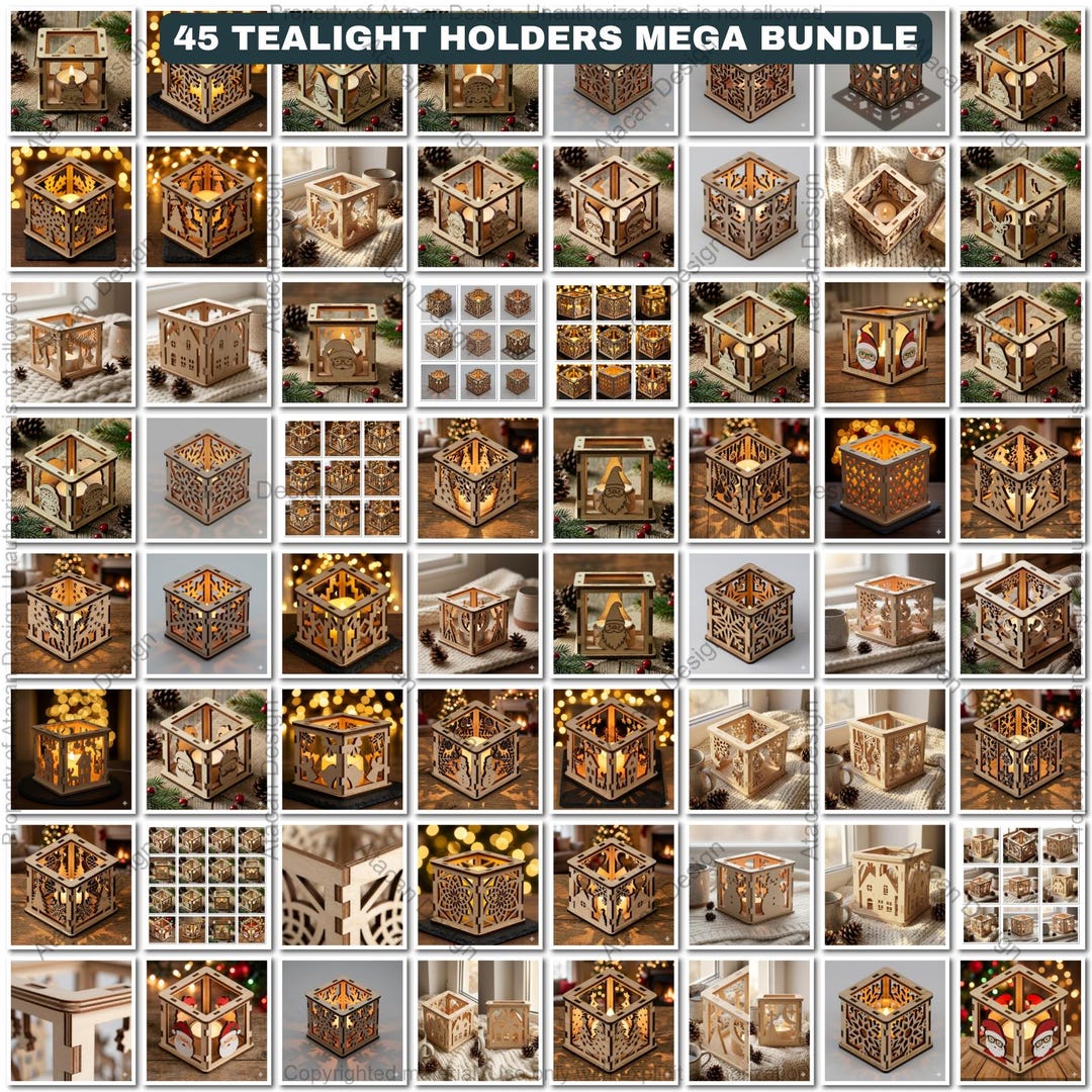 Christmas Tealight Holder Bundle | 45 Laser Cut Candle Lanterns ...