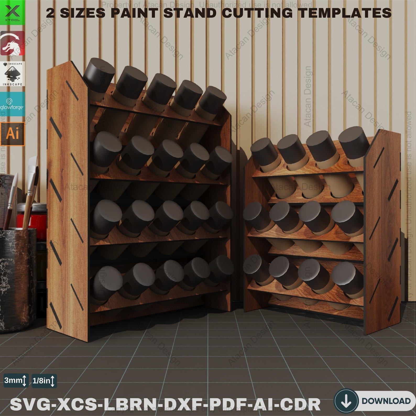 Laser Cut Paint Bottle Rack - 2 Sizes - Wood Files,diy Laser Cut Paint ...