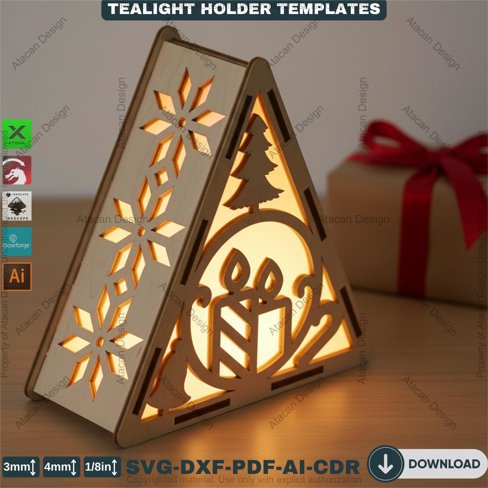 Festive Triangle Lanterns for Laser Cutting – Holiday Snowman Candle ...