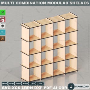 Multi Combination Modular Shelves Laser File - Customizable Wood ...
