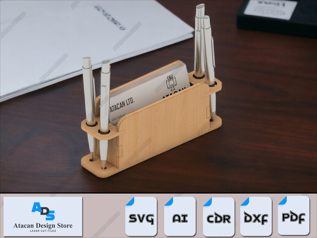 Laser Cut Wooden Business Card Holder - Desk Organizer Accessories 483 ...
