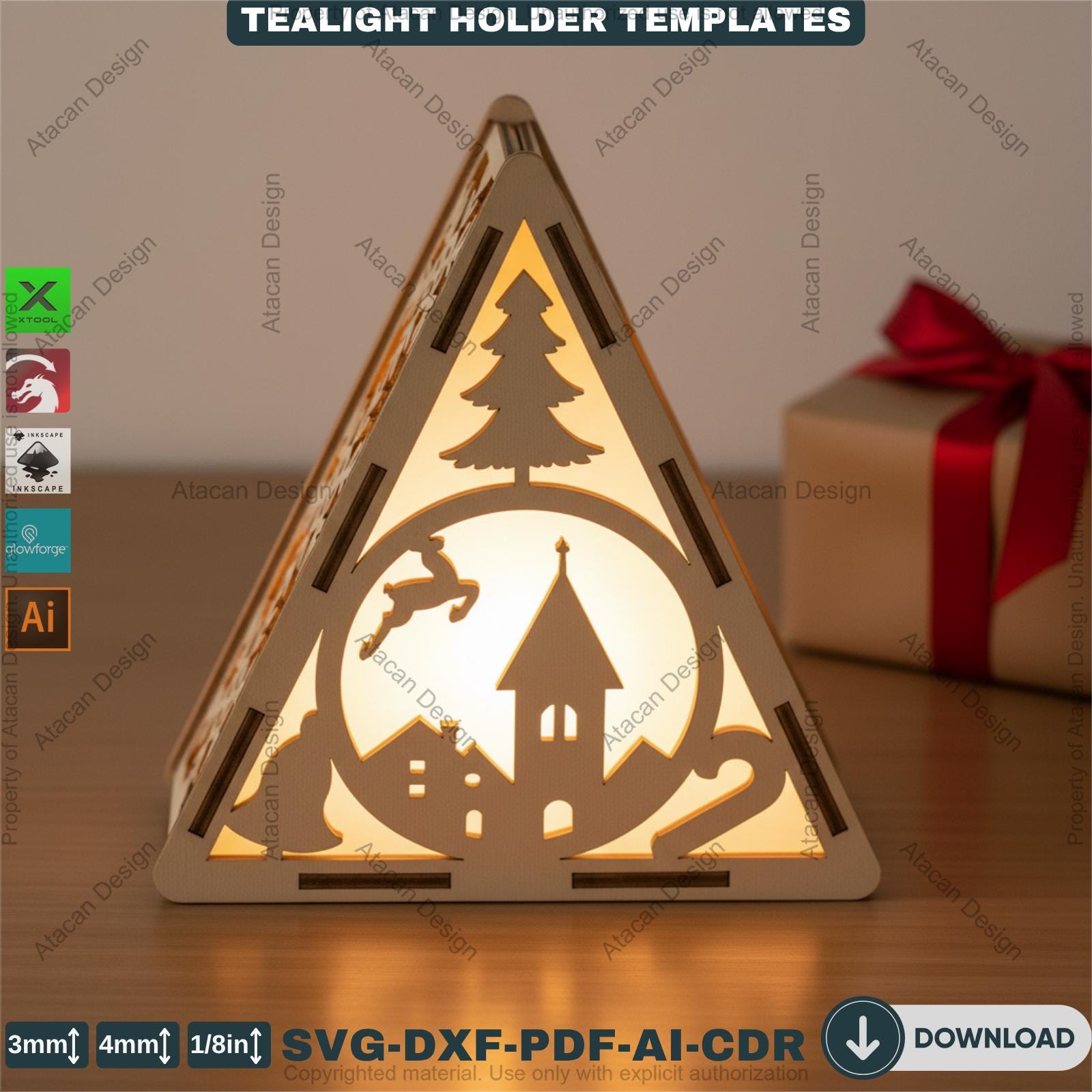 Festive Triangle Lanterns for Laser Cutting – Holiday Snowman Candle ...