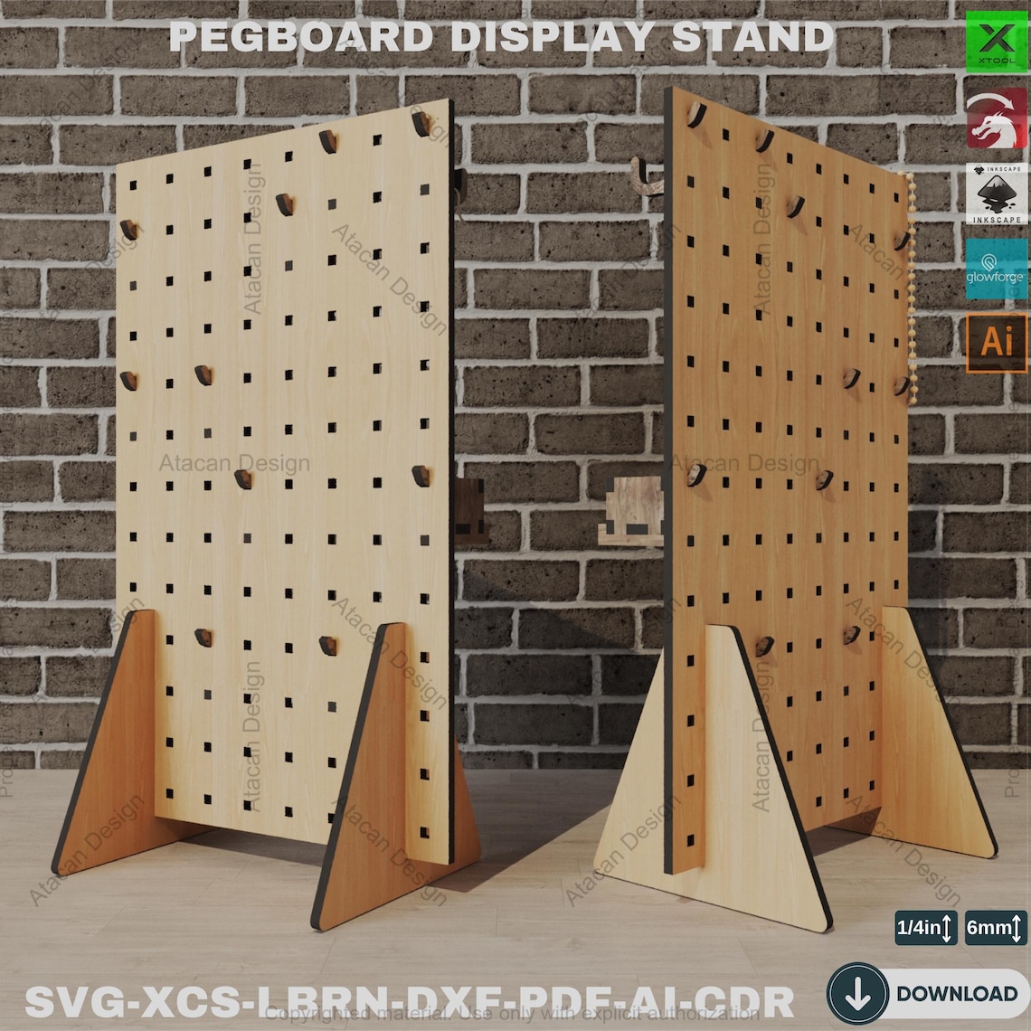 Pegboard Laser Cut Design: SVG Files, Hooks, Shelves, Stand Plans ...
