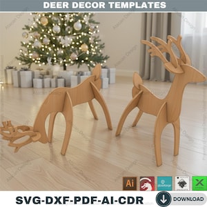 3D Reindeer Laser Cutting Template - Christmas Deer - DIY Wooden Deers ...