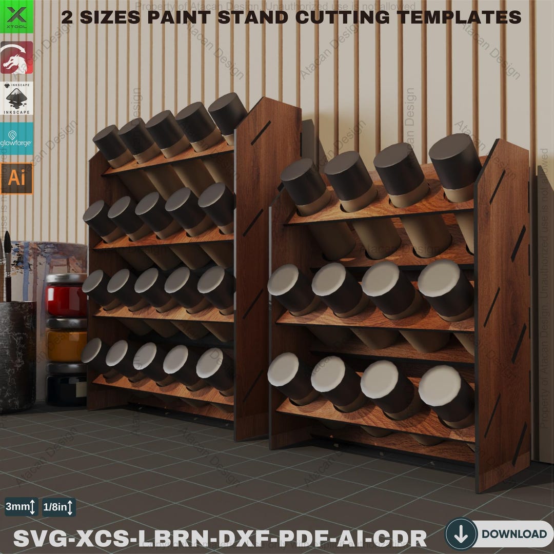 Laser Cut Paint Bottle Rack - 2 Sizes - Wood Files,diy Laser Cut Paint ...